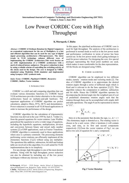 Low Power CORDIC Core with High Throughput - International ... Low Power CORDIC Core with High Throughput - International ...