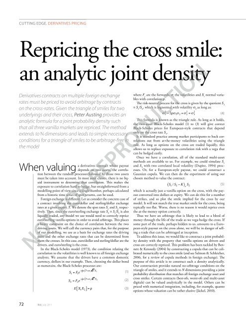 Repricing the cross smile: an analytic joint density - Risk.net