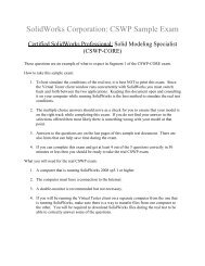 SolidWorks Corporation: CSWP Sample Exam