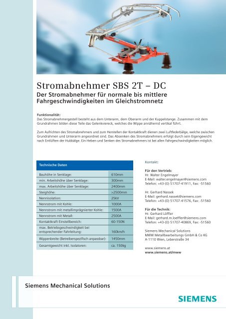 Stromabnehmer SBS 2T â DC - MELECS