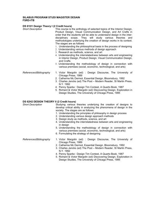 SILABUS PROGRAM STUDI MAGISTER DESAIN FSRD-ITB DS ...