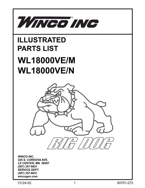 illustrated parts list wl18000ve/m wl18000ve/n - Winco Generators