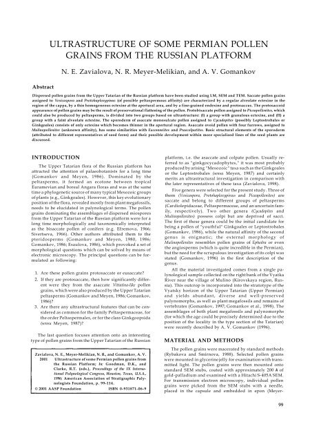 ultrastructure of some permian pollen grains from the russian platform