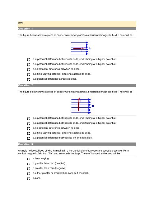 A16 Question 1 The figure below shows a piece of copper wire ...