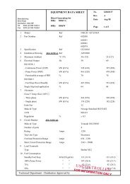 Equipment Data Sheet - Used Generator Power