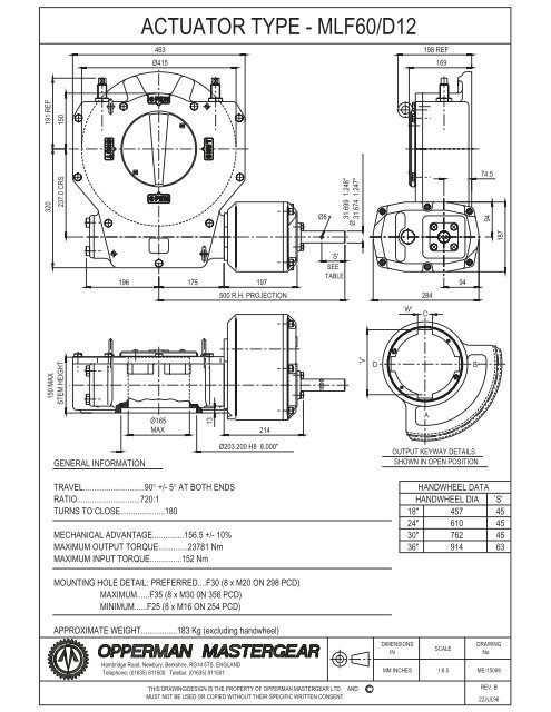 ACTUATOR TYPE - MLF60/D12 - Mastergear Worldwide