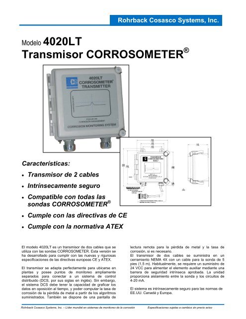 Modelo 4020LT Transmisor CORROSOMETER - Rohrback Cosasco ...