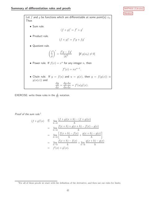 Differentiation Rules
