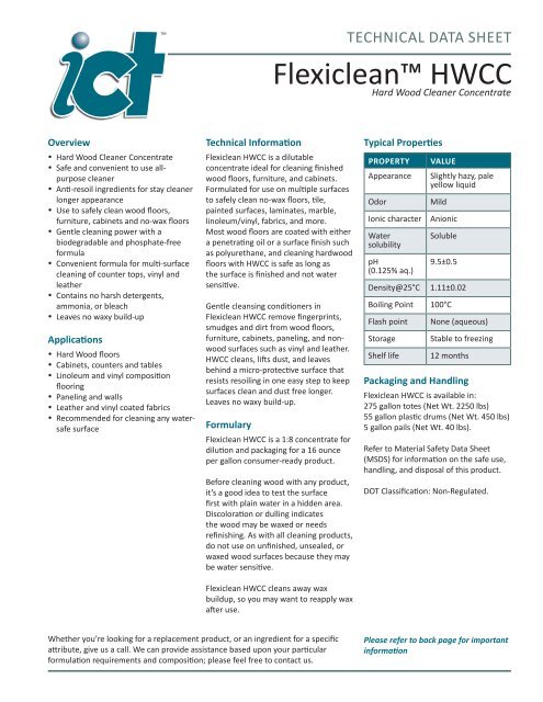 Technical Data Sheet - Innovative Chemical Technologies, Inc.