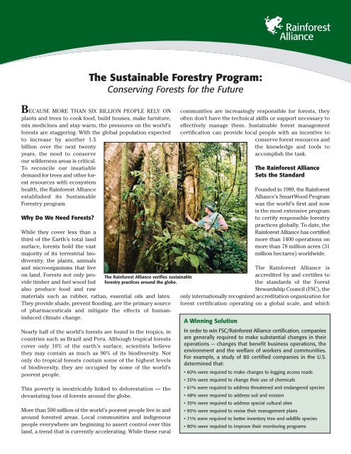 View Rainforest Alliance Sustainable Forestry Fact Sheet - Terrain