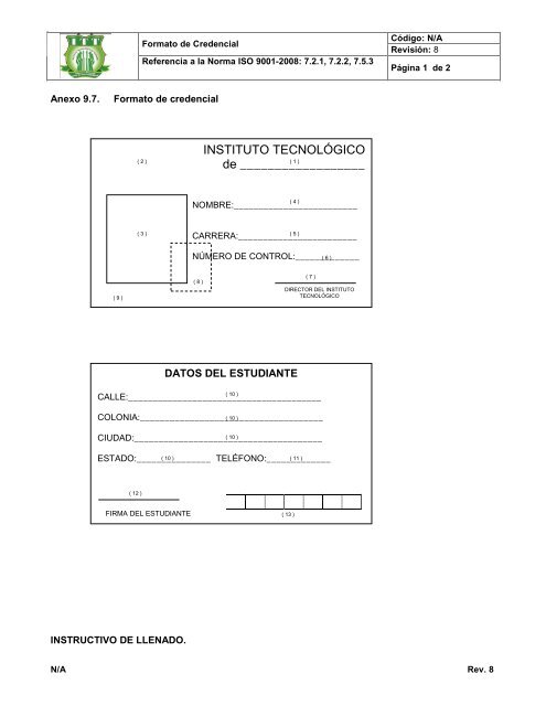 FORMATO DE CREDENCIAL.pdf - Instituto Tecnologico de TorreÃ³n