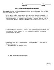 Physics 11 Friction and Spring Forces Worksheet #2 1. Two blocks ...