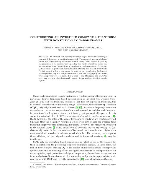 CONSTRUCTING AN INVERTIBLE CONSTANT-Q TRANSFORM ...