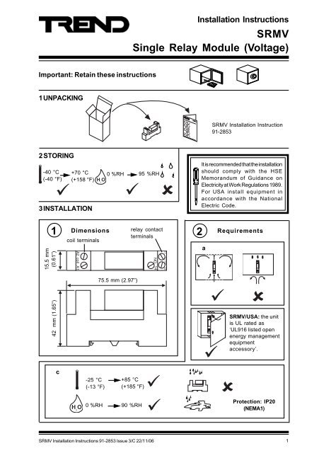 Installation Instructions - Trend Controls