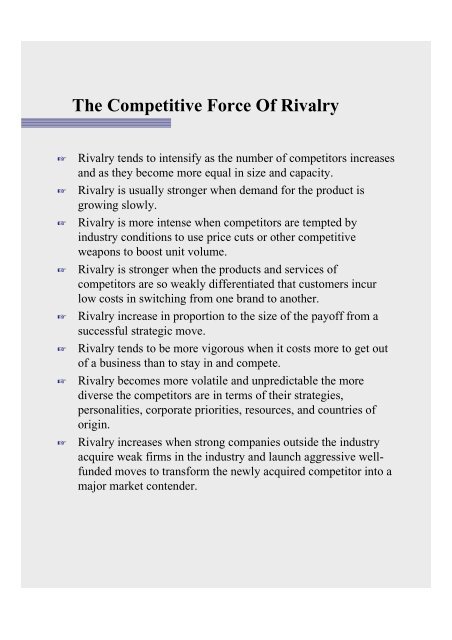 The Competitive Force Of