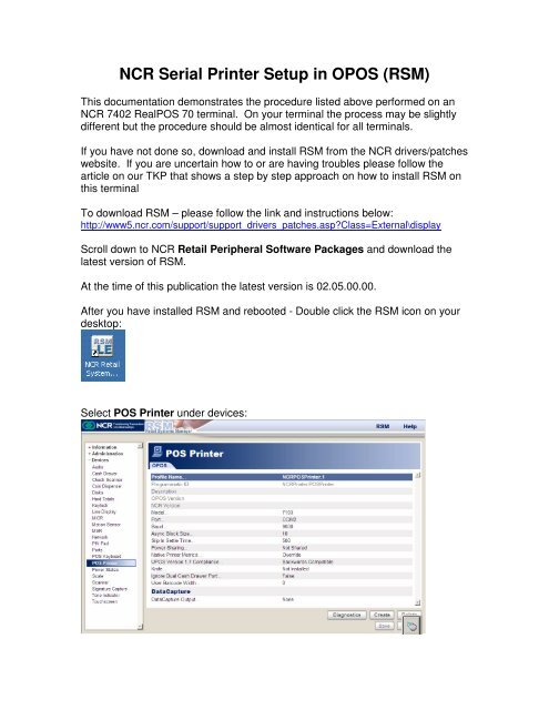 NCR Serial Printer Setup in OPOS (RSM)