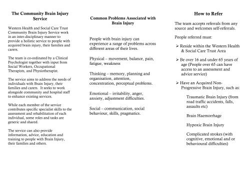 to open the Community Brain Injury Service Leaflet.