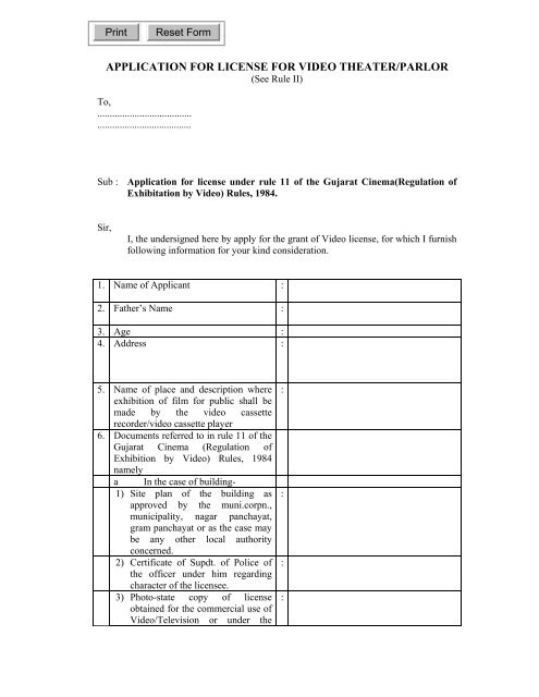 Application for Renewal of license - Revenue Department