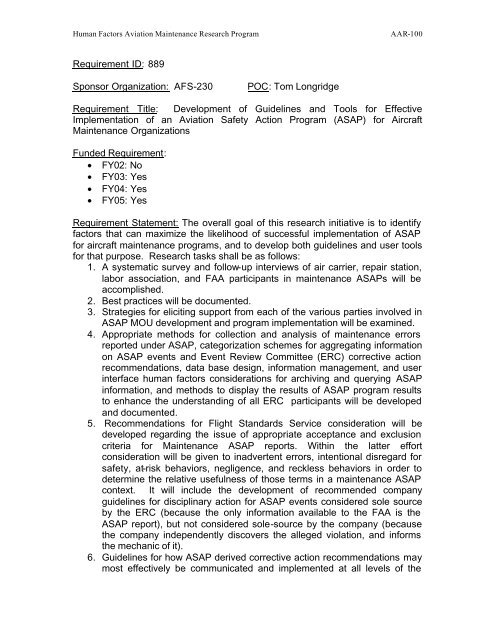 AFS-230 POC - FAA Human Factors