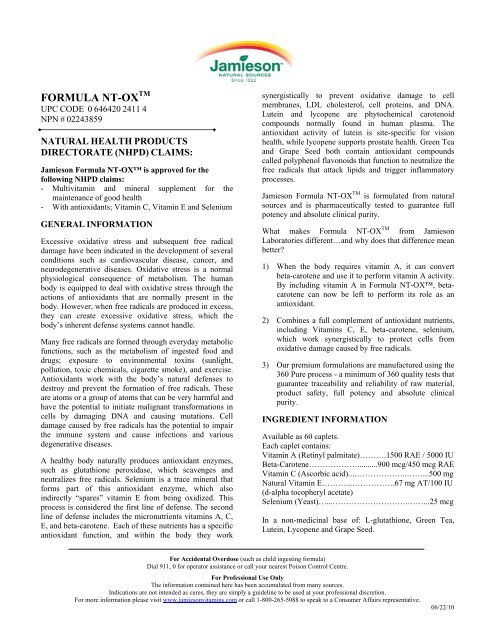 2411 - Formula NT-OX Monograph.pdf - Jamieson