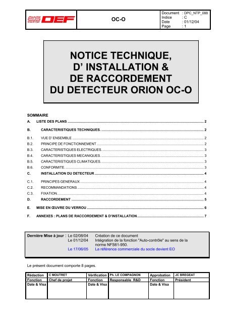 Notice technique produit - DEF