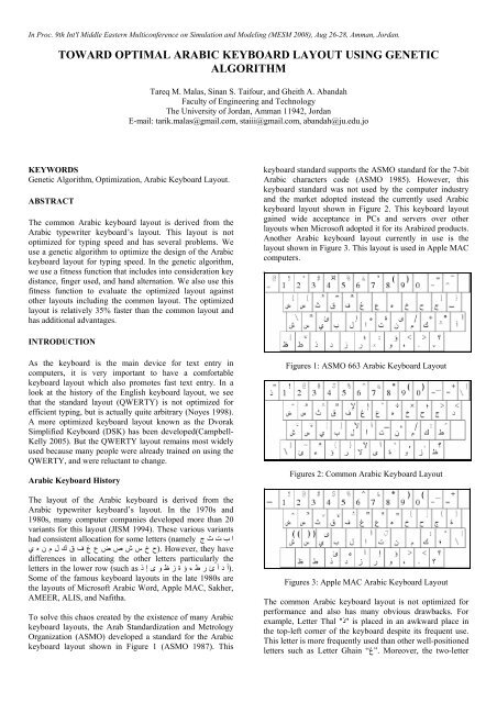 Toward Optimal Arabic Keyboard Layout Using Genetic Algorithm
