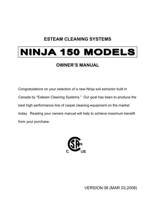 ninja 150 psi - Esteam Cleaning Systems