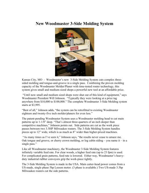 New Woodmaster 3-Side Molding System - American Woodworker
