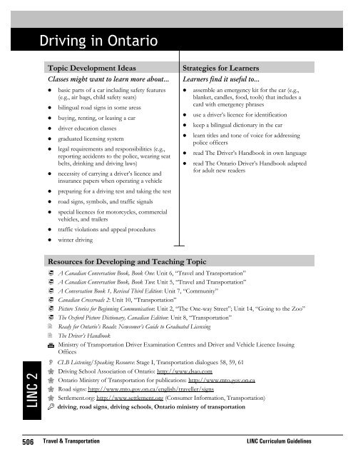 Driving in Ontario LINC 2 - Settlement.org