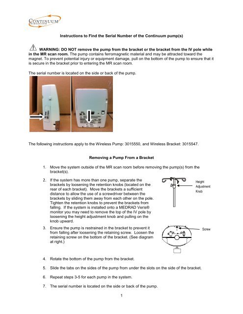 Continuum Pump Removal and Installation Instructions ... - Medrad