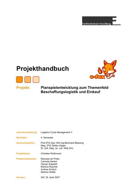 Projekthandbuch Projekt - Christian Rothmund
