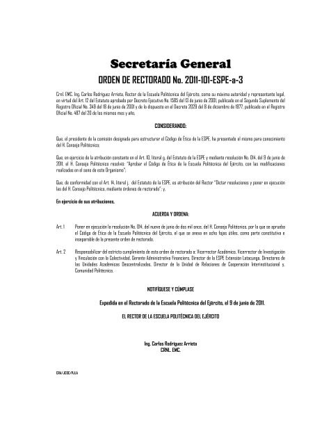 Código de Ética - Escuela Politécnica del Ejército