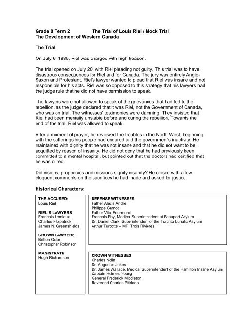 Riel Mock Trial Assignment