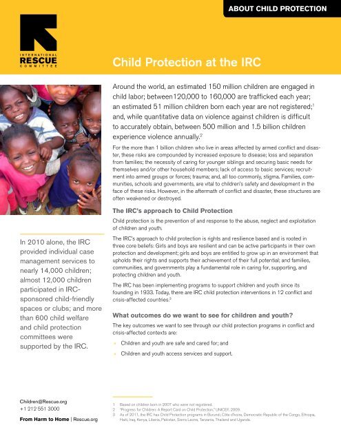 About Child Protection at the IRC - International Rescue Committee
