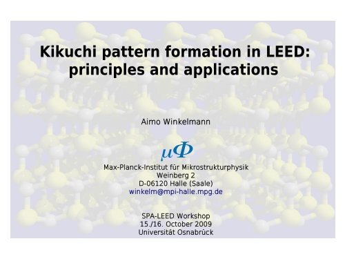 Kikuchi pattern formation in LEED - UniversitÃ¤t OsnabrÃ¼ck