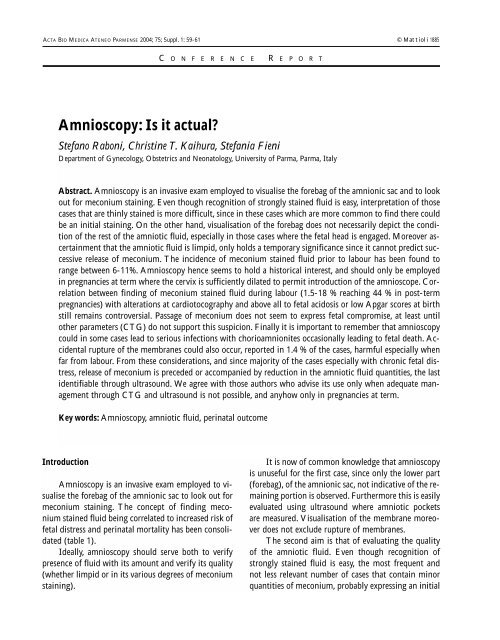 Mattioli - Acta Bio Medica Atenei Parmensis
