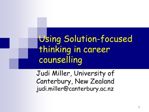 Using Solution-focused thinking in career counselling