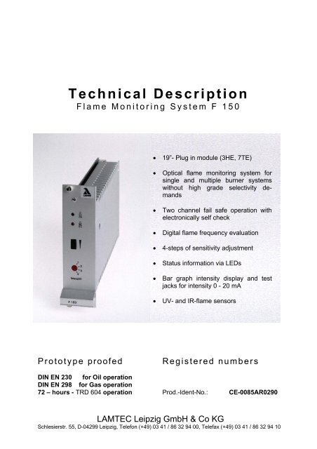 FlammenÃ¼berwachungsgerÃ¤t F 150 - lamtec