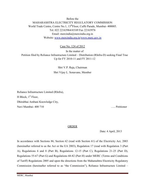 View - Maharashtra Electricity Regulatory Commission