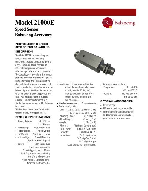 Model 21000E - IRD Balancing