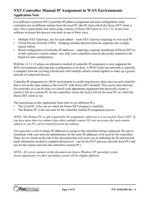 NXT Controller Manual IP Assignment in WAN ... - Keri Systems