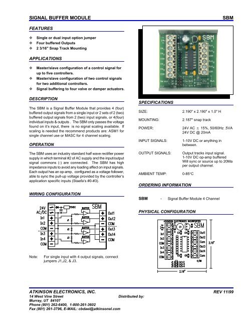 SIGNAL BUFFER MODULE SBM - Atkinson Electronics Inc
