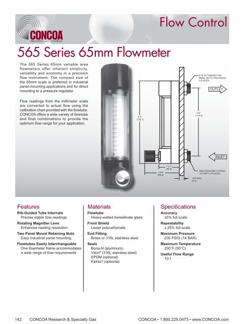 565 Series 65mm flowmeter - Concoa