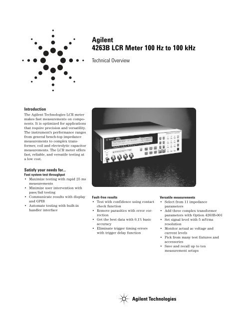 Agilent 4263B LCR Meter 100 Hz to 100 kHz - Agilent Technologies