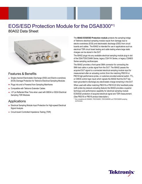 Tektronix 80A02: EOS/ESD Protection Module for the ... - TEVET