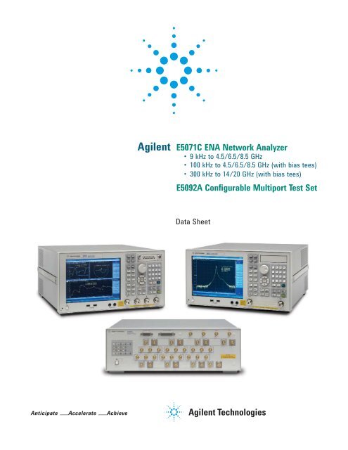 Agilent E5071C ENA Network Analyzer - Data Sheet - TEVET