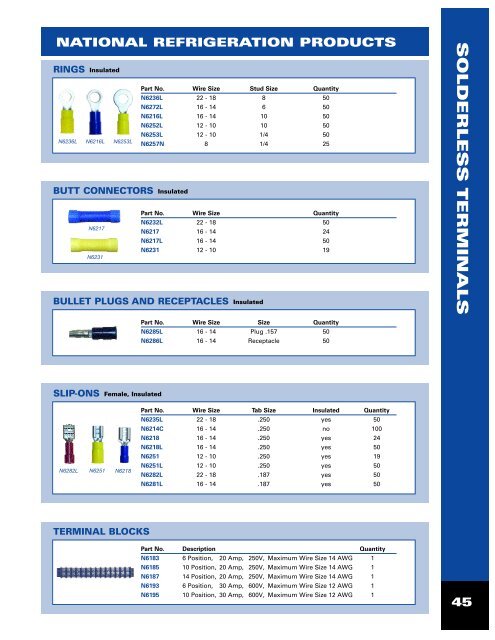 SOLDERLESS TERMINALS - National Refrigeration Products