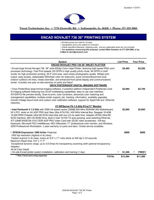ENCAD NOVAJET 736 36" PRINTING SYSTEM