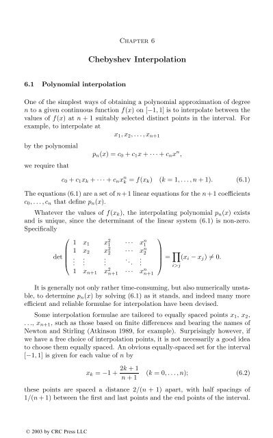 Chapter 6 Chebyshev Interpolation