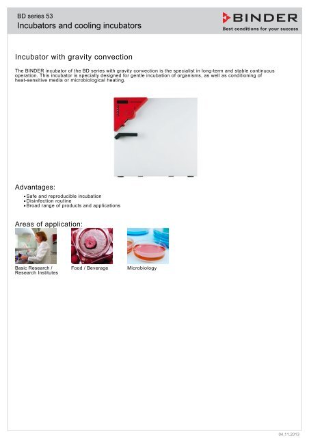 Data sheet (PDF) - BINDER
